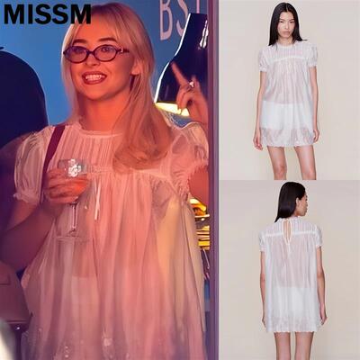 正品Danielle Guizio匠妹同款圆领泡泡袖迷你娃娃裙短裙