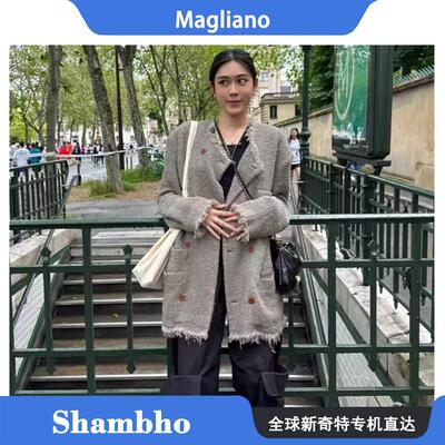 Shambho正品MAGLIANO 新款破坏毛边小香风针织钮扣开衫男女款外套