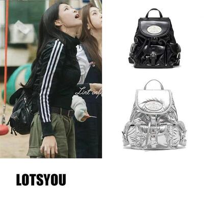 折扣 LOTSYOU jennie同款可爱小巧多口袋翻盖抽绳后揹包