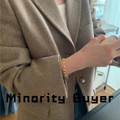 Minority买手店 MONE 22秋冬气质通勤英伦风翻领羊毛纯色西装外套