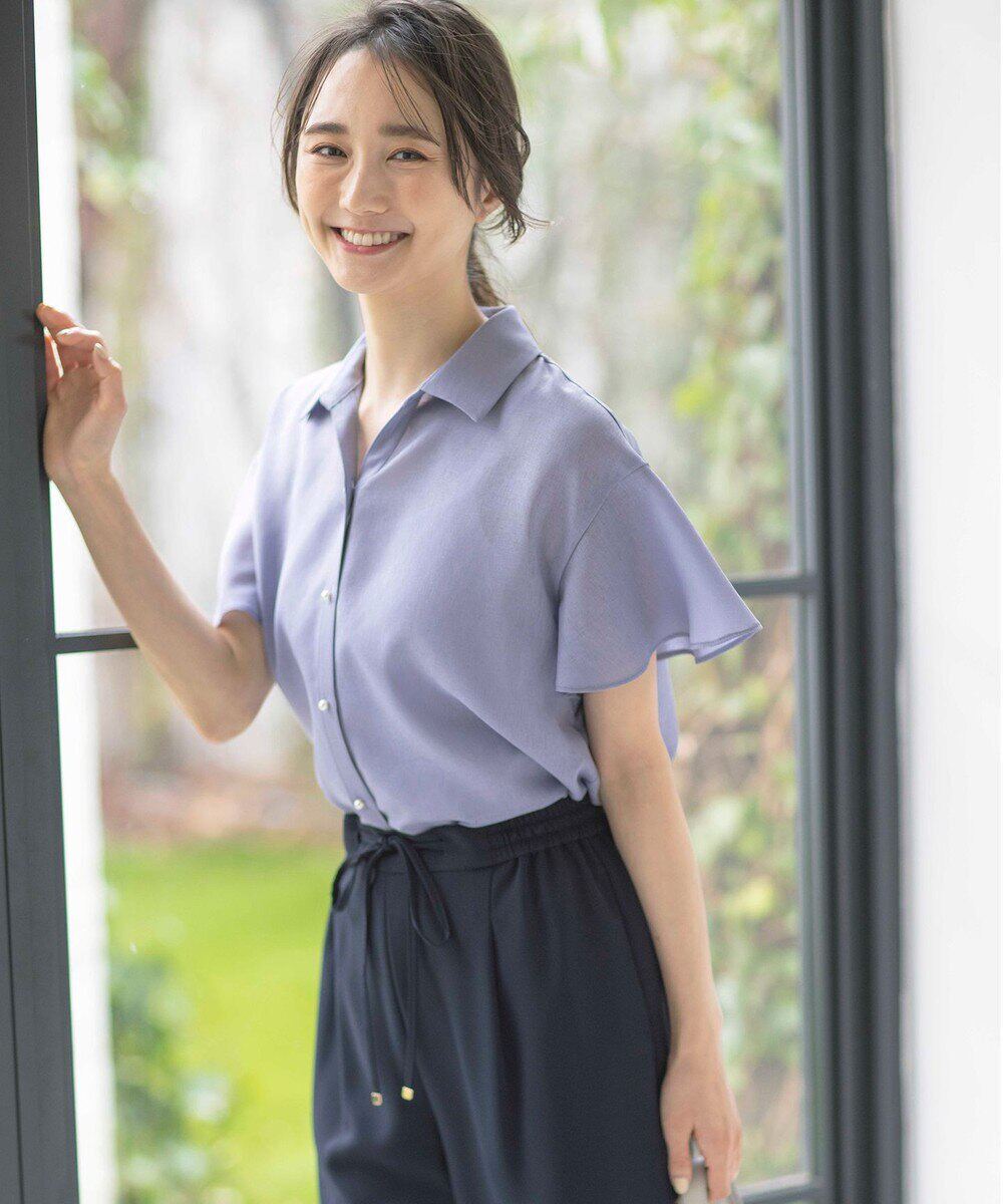 美人百花杂志款 【速干 接触冷感】浪漫荷叶飞袖珍珠扣百搭衬衫
