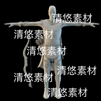 c4d fbx obj 3ds格式奇幻角色人物精灵弓箭手文件 非实物B647