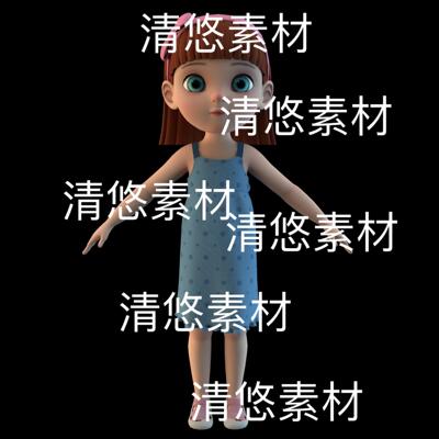 卡通小女孩3D文件c4d fbx obj格式可爱人物角色模型  非实物E325