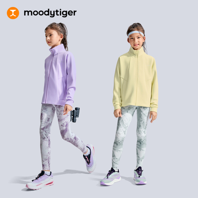 moodytiger女童印花紧身裤柔软万向弹运动裤|小云朵 E53211409