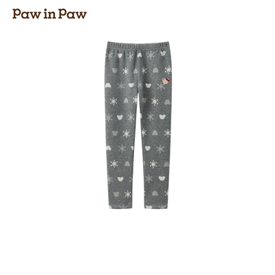 PAWINPAW卡通小熊童装女童加绒针织裤休闲打底裤舒适PCTME4T21K