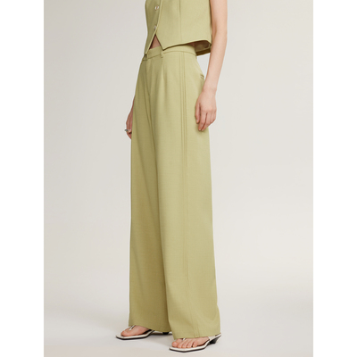 ELLE精英商务西装裤女2024年秋季款静奢老钱风侧边对丝直筒裤女EK47770