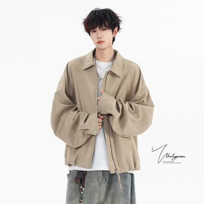 V37美式复古翻领夹克外套