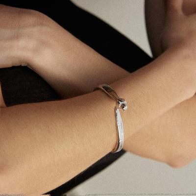 ABOAB SURROUND系列 Nesting curved开口手镯925银厚镀金原创设计