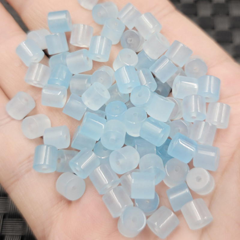 海蓝色桶珠玉石散珠浅蓝色路路通手链项链珠子圆柱饰品配件珠子