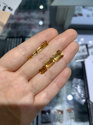 天然黄水晶长方形裸石3*4 3*5 4*6 5*7 6*8 7*9 8*10未镶嵌可定制