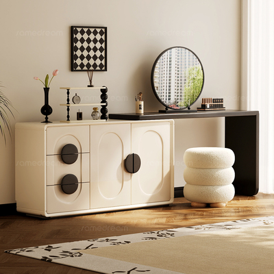 奶油风实木梳妆台2025新款