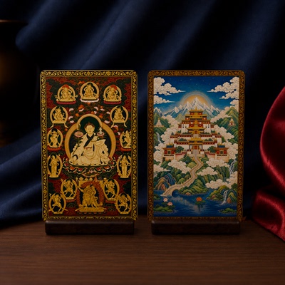 宇妥云丹贡布坐像藏式唐卡小卡双面满版印刷高清便携文创收藏卡
