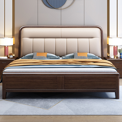 中式双人床加厚实木床