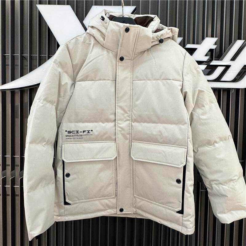 特步羽绒服男款2024冬季新款防风保暖工装连帽外套976429190245-3