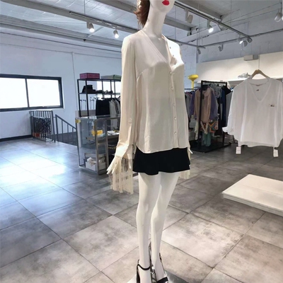 S-M穿 ALEXANDER MCQUEEN 优雅流苏洋装丝衫 1388