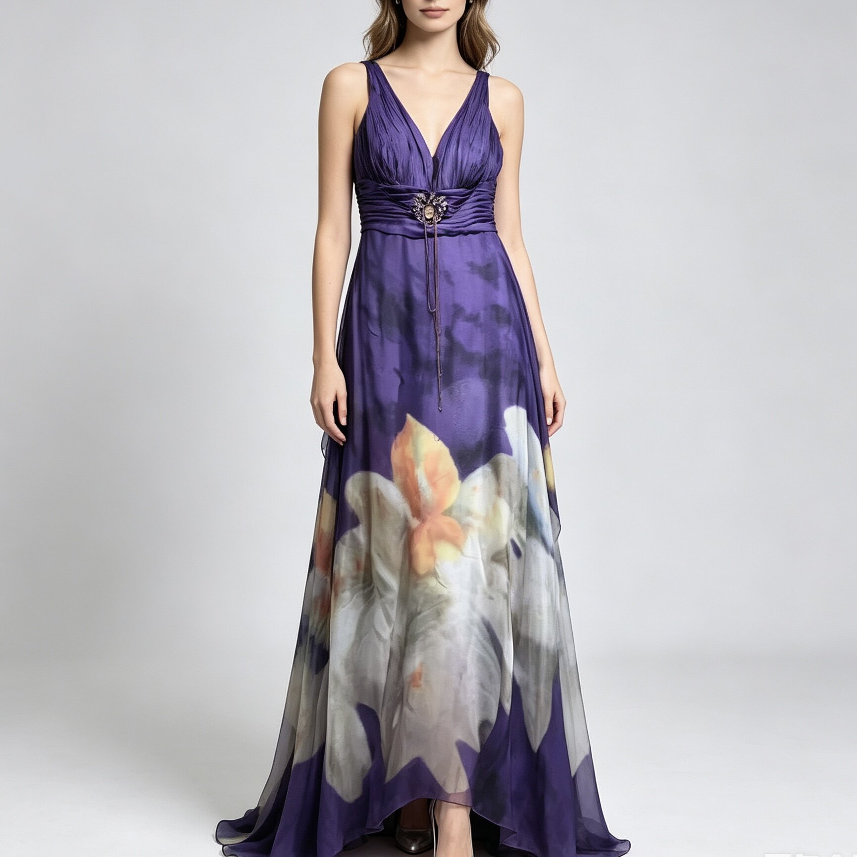M-L穿 BARBARA BIASI LUXURY 优雅印花洋装连衣裙 1388