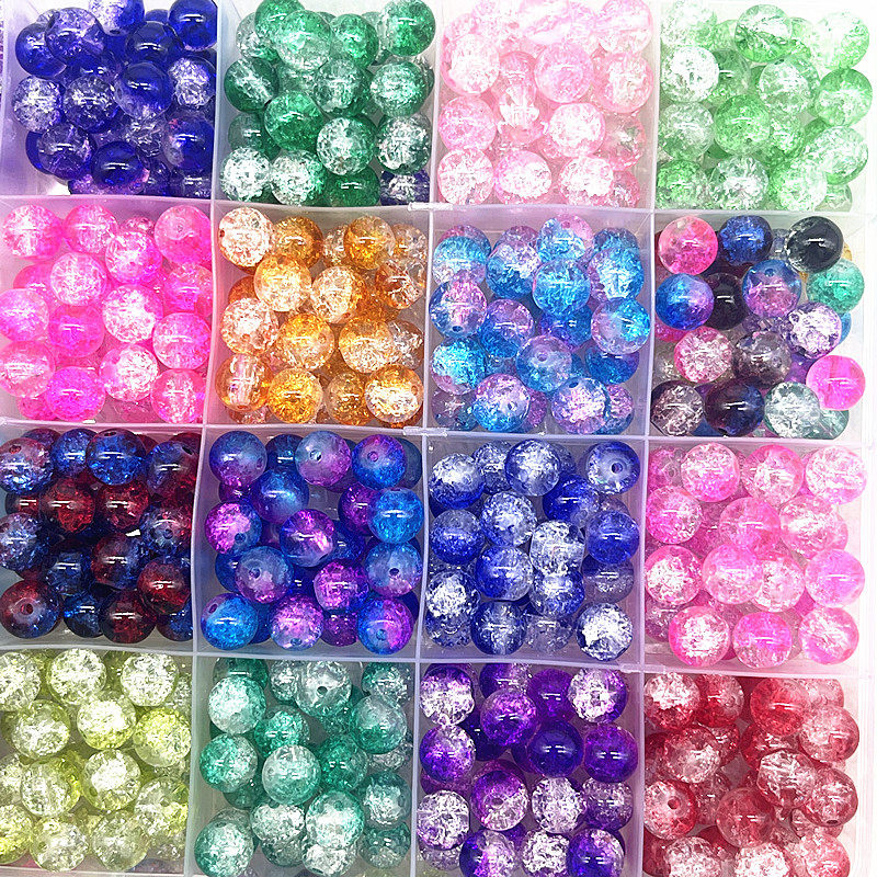 New 4mm 6mm 8mm Round Colour Glass Crackle Beads Loose Space_虎窝淘