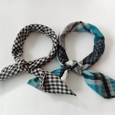 格纹领巾纯棉小围巾韩版全棉