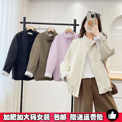 秋冬新款大码夹棉外套女休闲棉衣