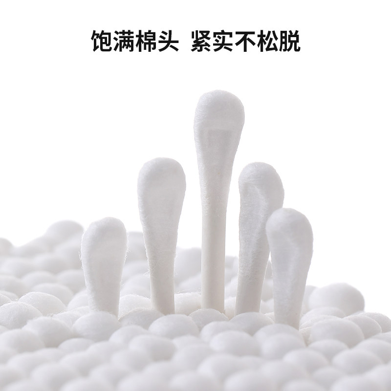 棉签掏耳朵专用棉棒挖耳勺黑色绵球棒大人一次性螺旋双头棉花棒