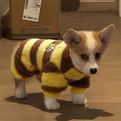 狗狗秋冬衣服小型犬冬天保暖加绒冬装带牵引环四脚衣蜜蜂造型泰迪