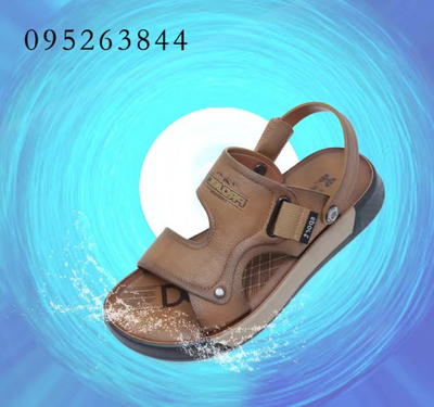 华尔泰2025夏季新款真皮休闲两穿沙滩鞋平底防滑中年凉拖鞋09526