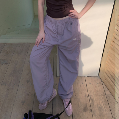 square houlest户外休闲登山徒步轻薄防水宽松阔腿伞兵裤长裤女