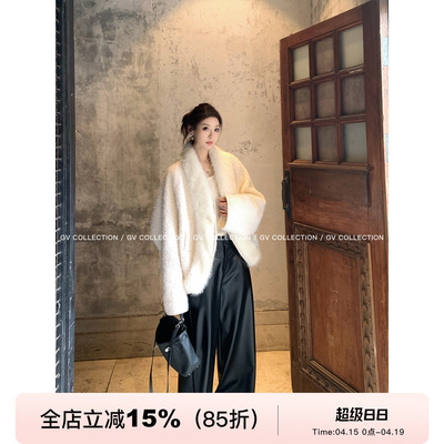 可拆卸毛领廓形50羊毛夹棉外套