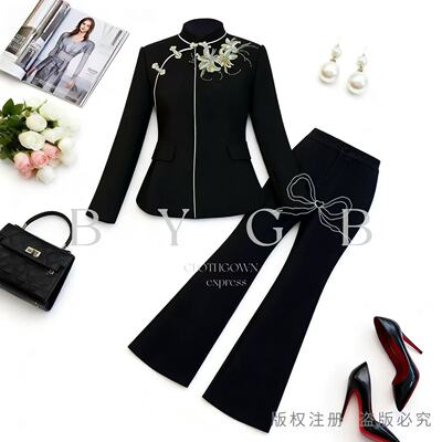 BGYB-TZ-2991-【蝴蝶泉边】2026新款中式国风立领蝴蝶兰刺绣套装