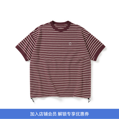 WHEELS and WIND 男女中性款针织条纹宽松圆领短袖T恤