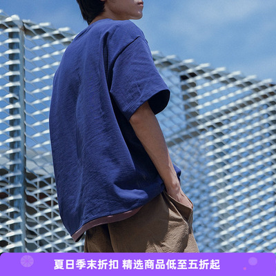 PRIMEE拼色短袖圆领T恤