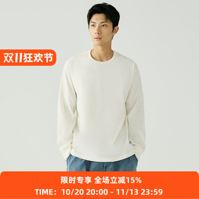 WHEELS and WIND 男女日本帝人机能性吸湿速干华夫格长袖圆领T恤