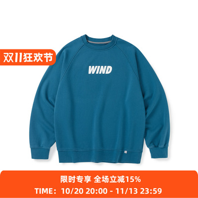 WHEELS and WIND 男女中性款抗皱耐磨复古刺绣圆领卫衣