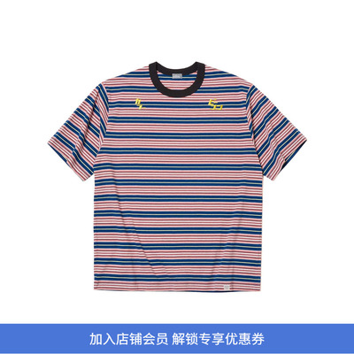 kolor BEACON Tee 条纹拼色圆领短袖T恤