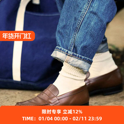 ROTOTO ORGANIC 日本奈良制美国有机棉无染色男女中帮袜子3双装