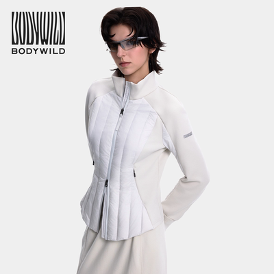 三明治沙漏腰女款拼白鸭绒羽绒服
