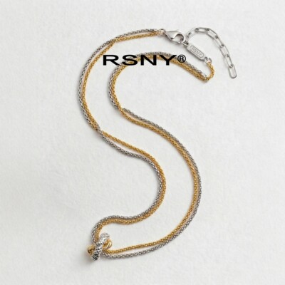 [双11]RSNY抽象线条项链双层双色通勤调节锁骨链简约精致职场百搭