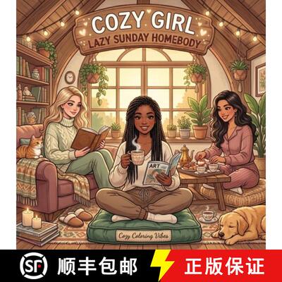 【3-4周达】Cozy Girl Lazy Sunday Homebody: Cute Comfy Coloring Book for Adults & Teens Easy Bold Line... [9798904760090]