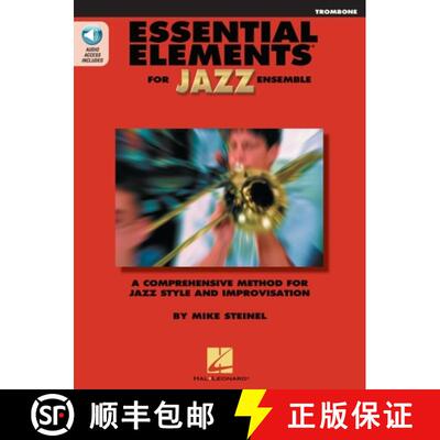 【3-4周达】Essential Elements for Jazz Ensemble Trombone Book/Online Media Beginner Jazz Trombone She... [9780793596256]