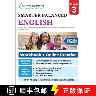 【3-4周达】SBAC Test Prep: Grade 3 English Language Arts Literacy (ELA) Common Core Practice Book and... [9781940484754]