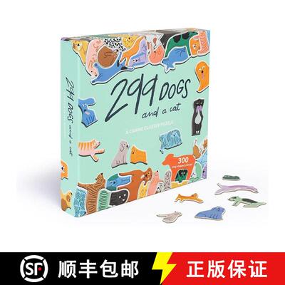 现货 299只狗和一只猫拼图 299 Dogs (and a Cat) 300 Piece Puzzle: A Canine Cluster Puzzle [9781913947156]