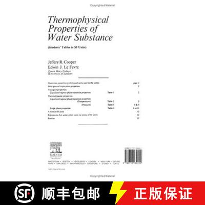 【3-4周达】Thermophysical Properties of Water Substance : Students' Tables in SI Units [9780713132229]