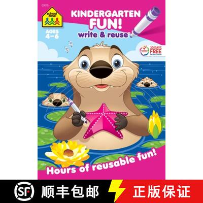 【3-4周达】School Zone Kindergarten Fun! Write & Reuse Workbook [9781601590824]