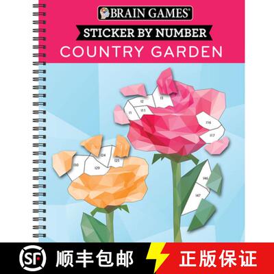 【3-4周达】Brain Games - Sticker by Number: Country Garden (13 Images to Sticker) [9781645580331]