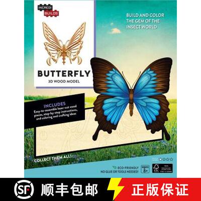 【3-4周达】Incredibuilds: Butterfly 3D Wood Model [9781682980316]