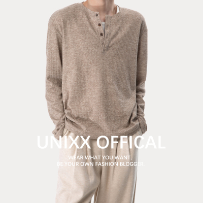 Unixx秋冬亨利领肌理感磨毛长袖T