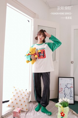 极速鼠斯服玛新款秋冬女士海岛绒时尚睡衣加厚保暖家居服套装