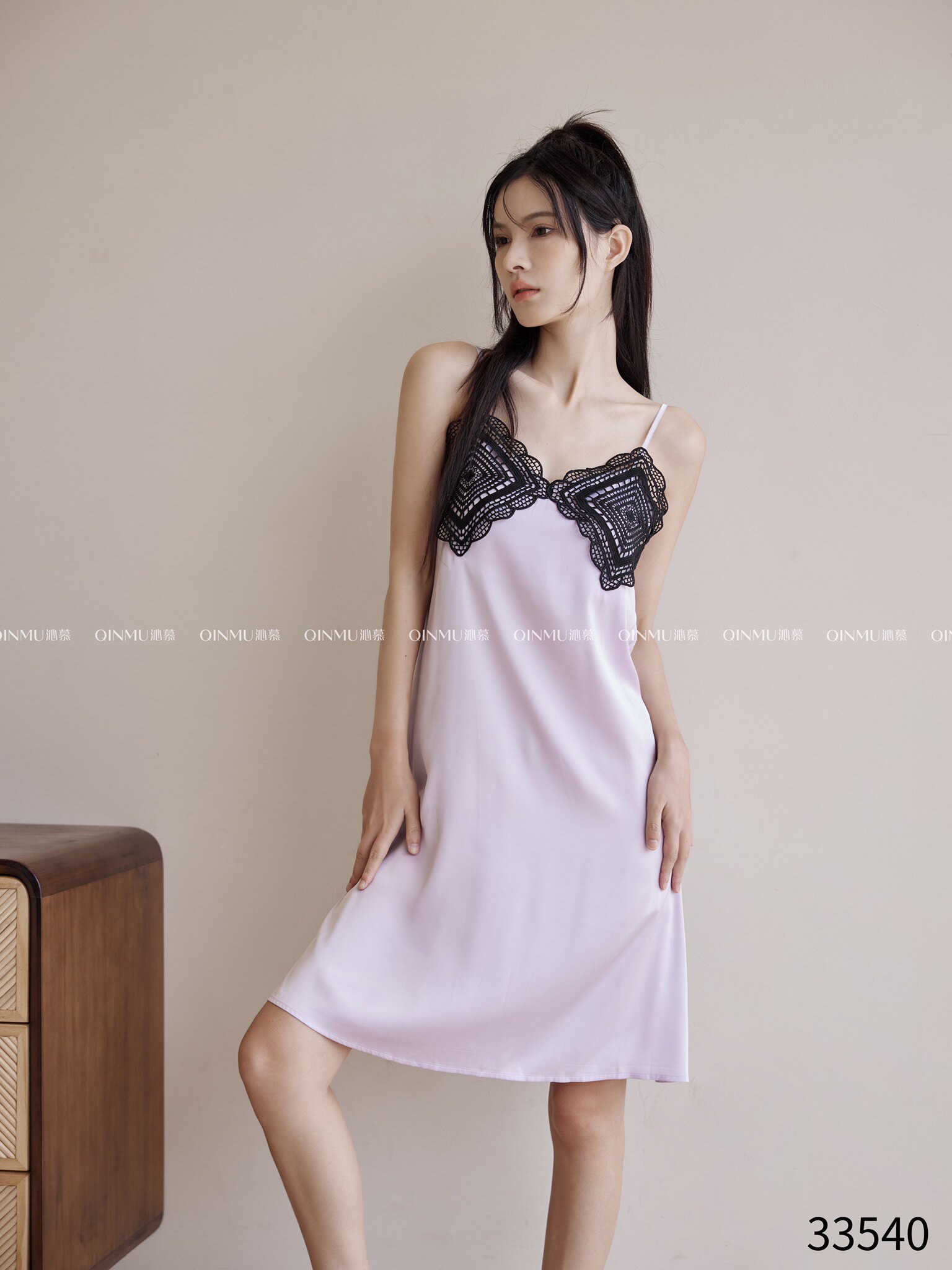 新款冰丝仿真丝睡衣家居服女夏季可爱性感蝴蝶结吊带裙