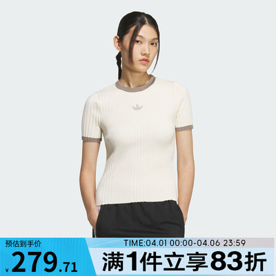 adidas阿迪达斯三叶草女子修身运动休闲圆领短袖T恤KS8494