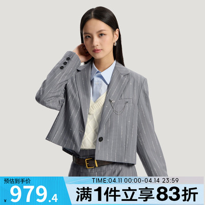 adidas阿迪达斯三叶草女子外套休闲西装早春薄上衣KS5310
